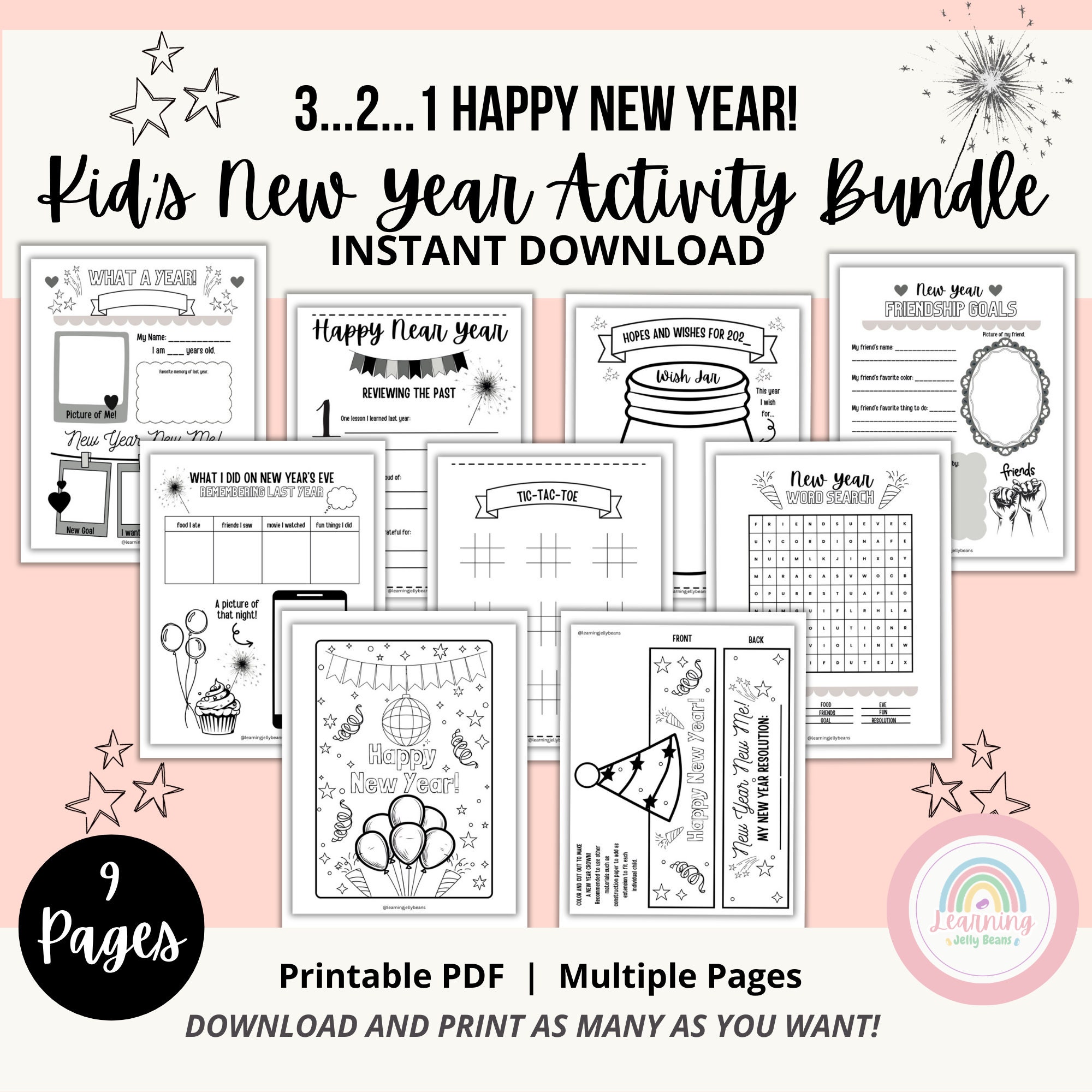 Kid's New Year Activity Bundle New Year Activity Packet for Kids - Etsy