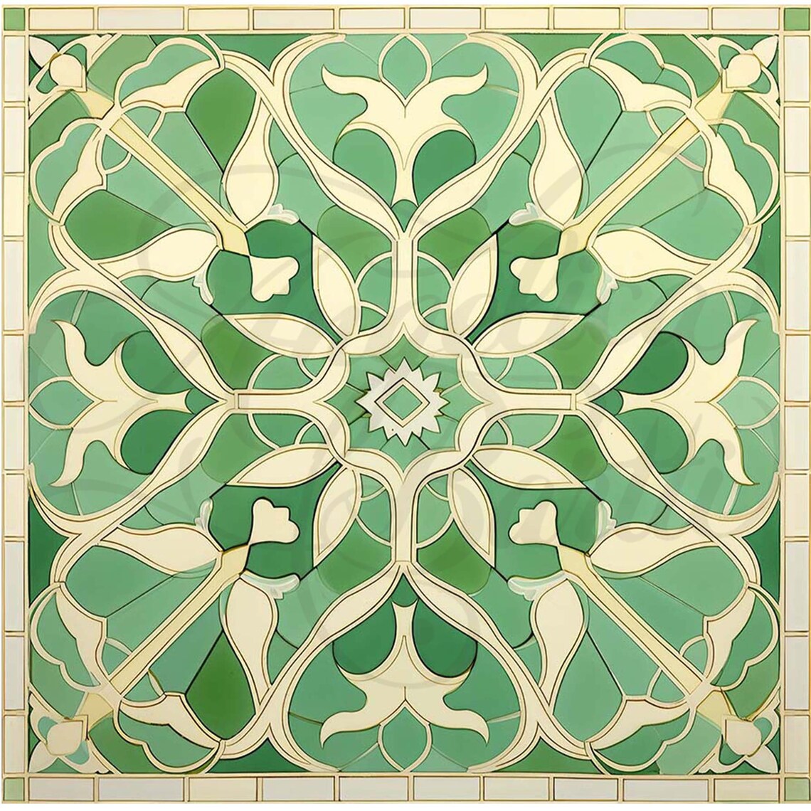 9 Vintage Green Tiles Clipart. SVG, JPG. Spanish-style Tiles ...