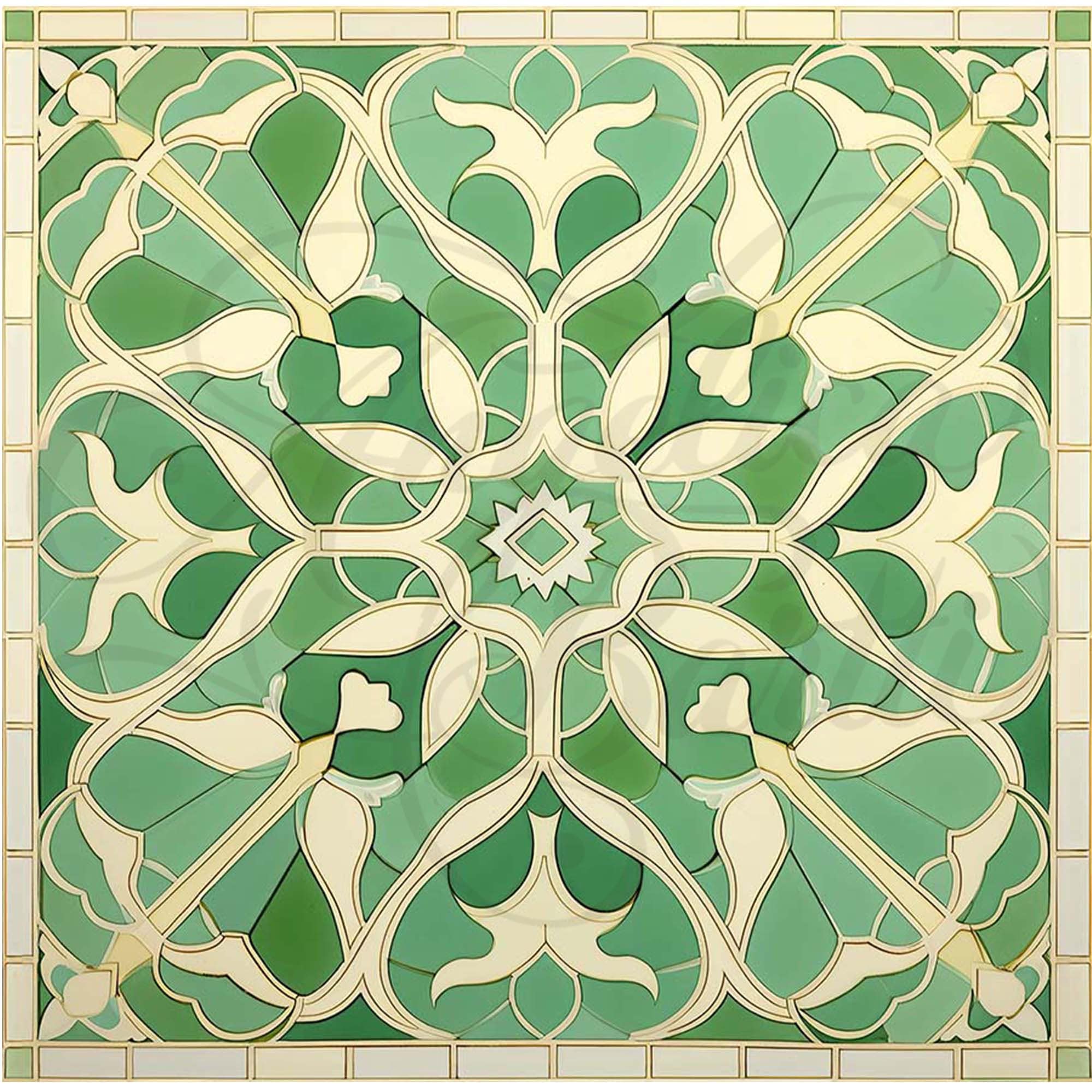 9 Vintage Green Tiles Clipart. SVG, JPG. Spanish-style Tiles ...