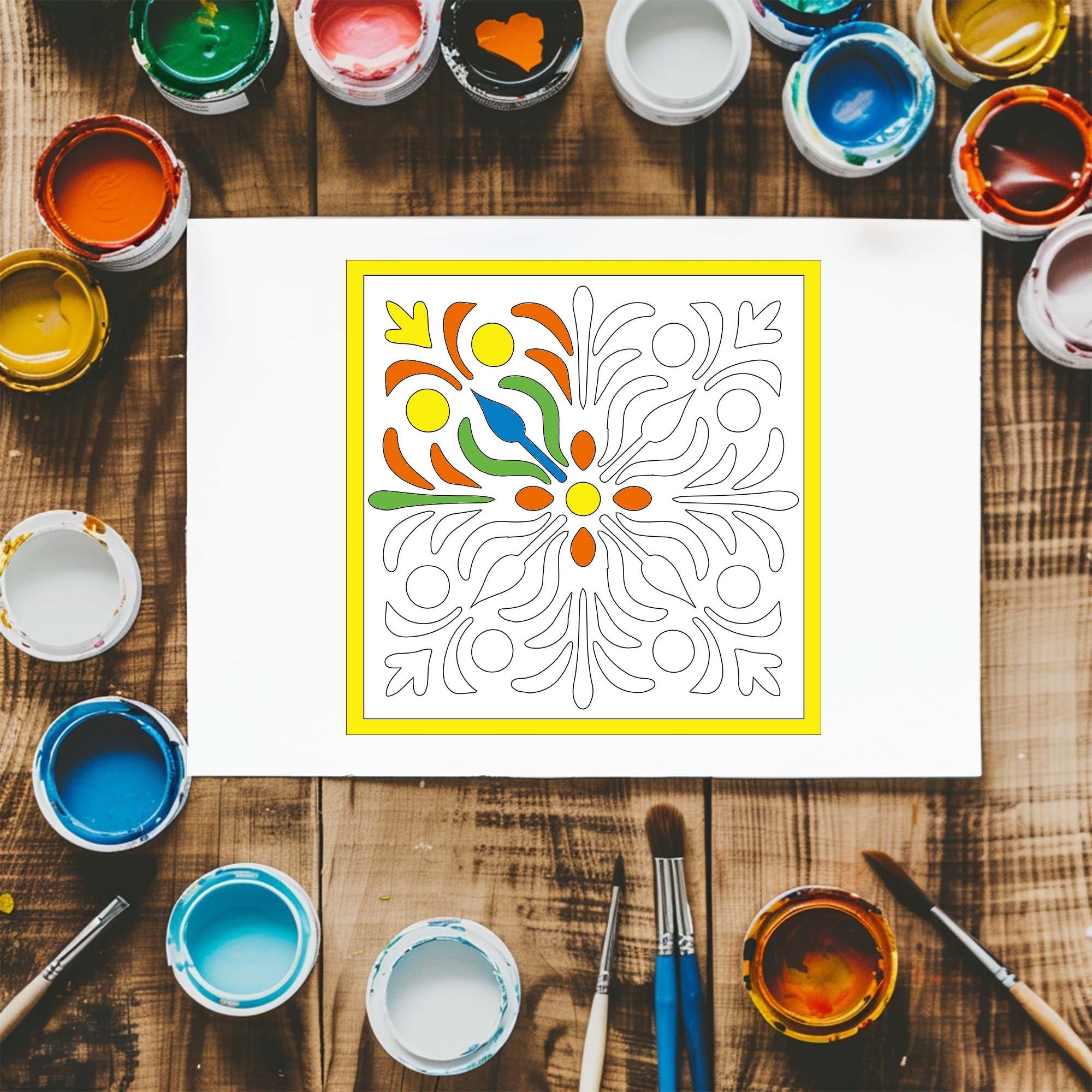 Coloring Mexican Style Tile Custom Square Vector Pattern Mosaic ...