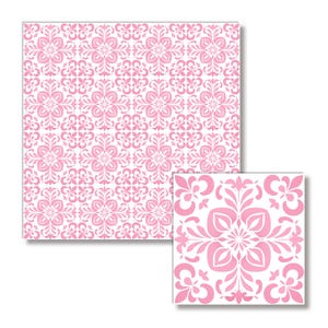 Pink White Floral Tile Set, Digital Mosaic Clipart Designs, Digital ...