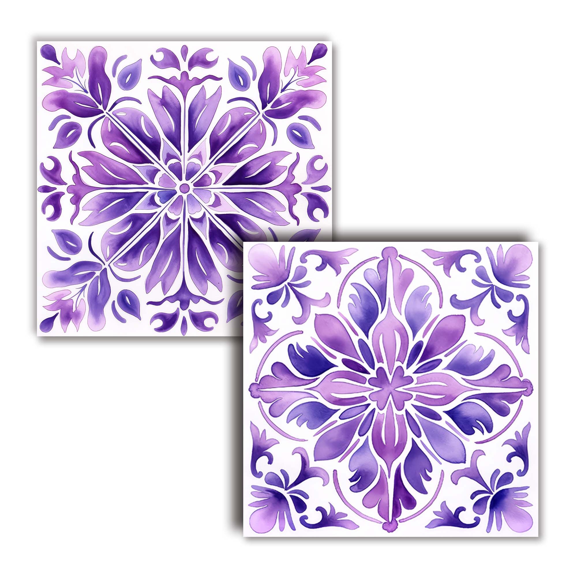 Purple Watercolor White Background Tile Decor Wall Kitchen Porcelain ...