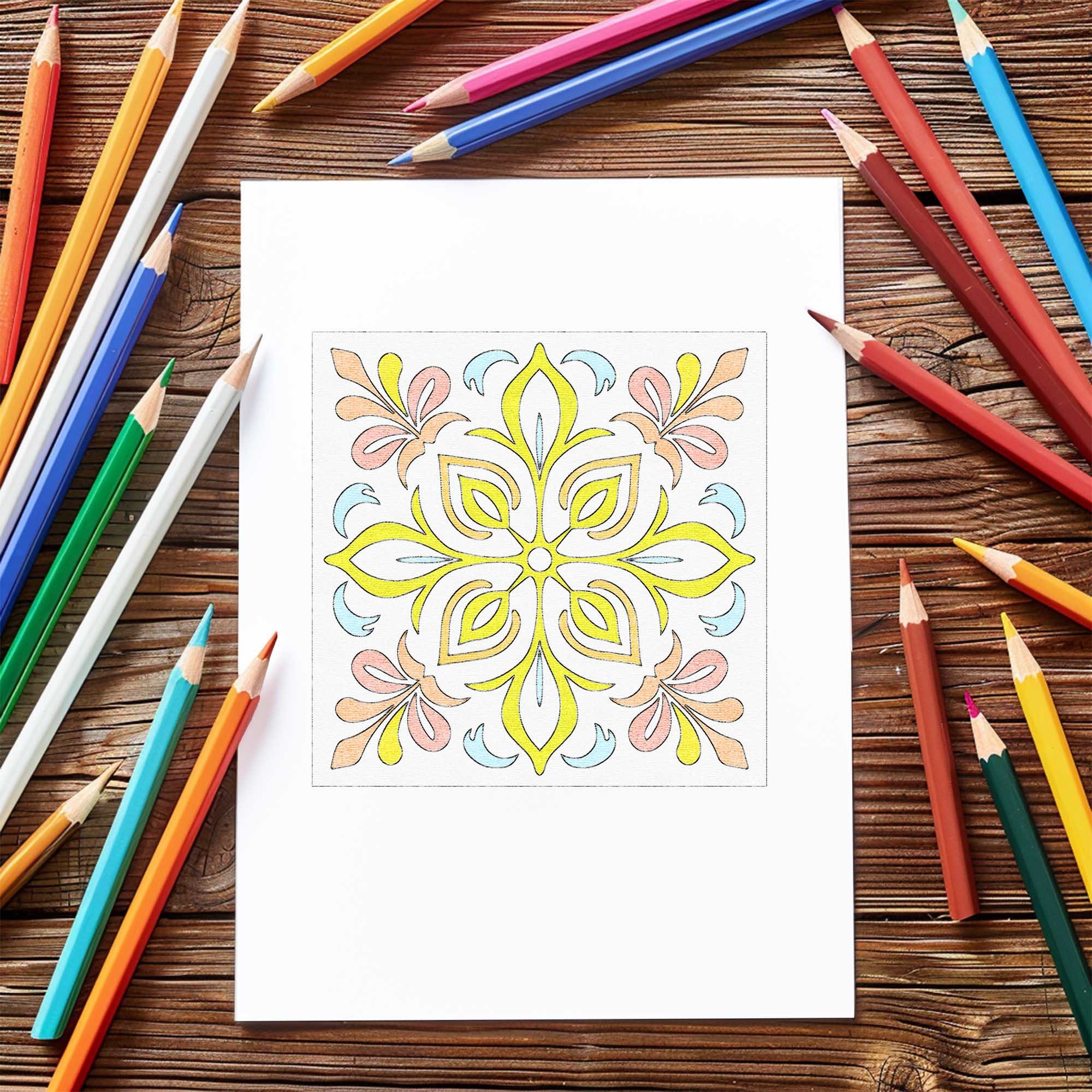 30 Coloring Customizing Tile Drawing Vector Mosaic Spanish Style Floral ...