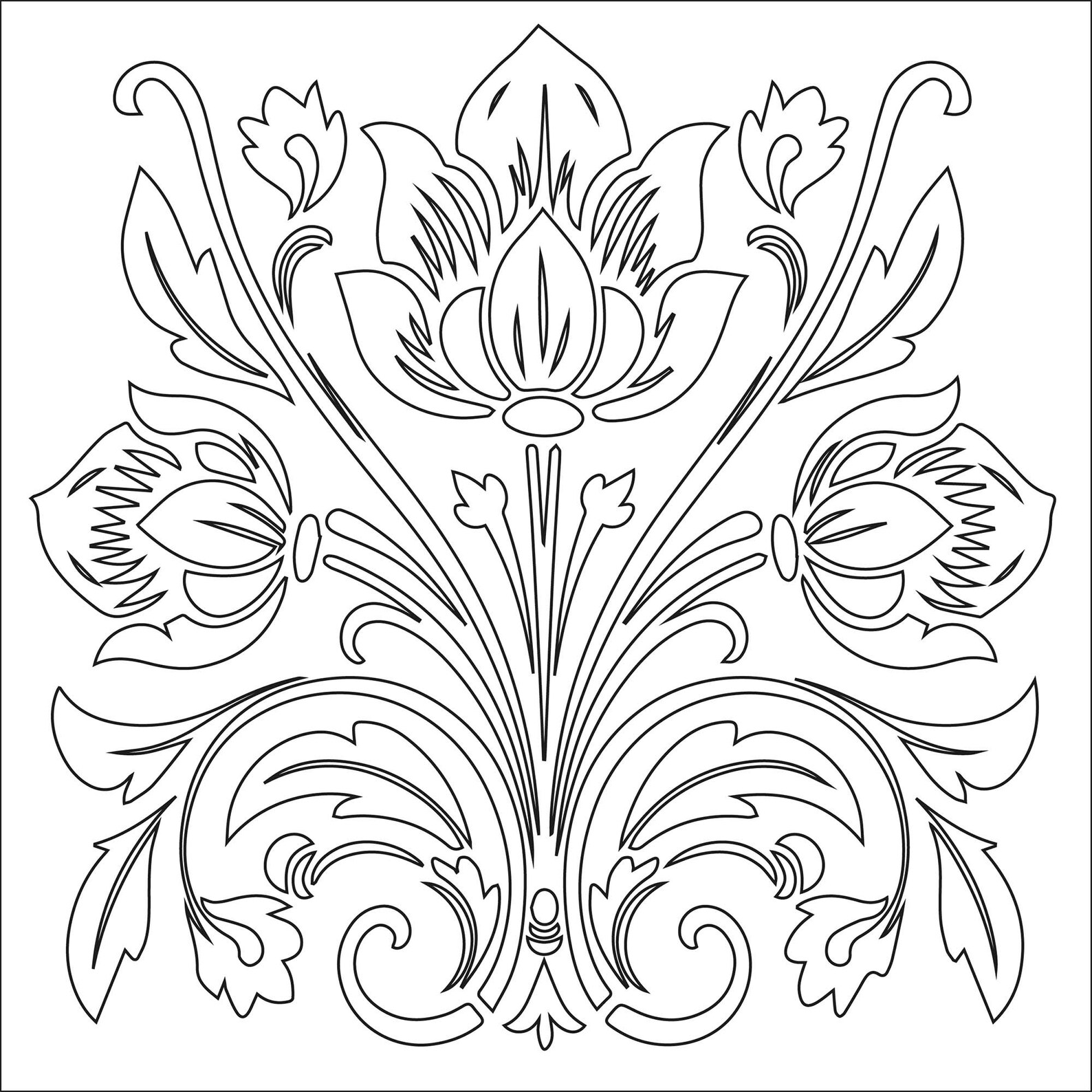 Coloring Art Nouveau Flower Tiles Customizing Tile Drawing Vector Lines ...