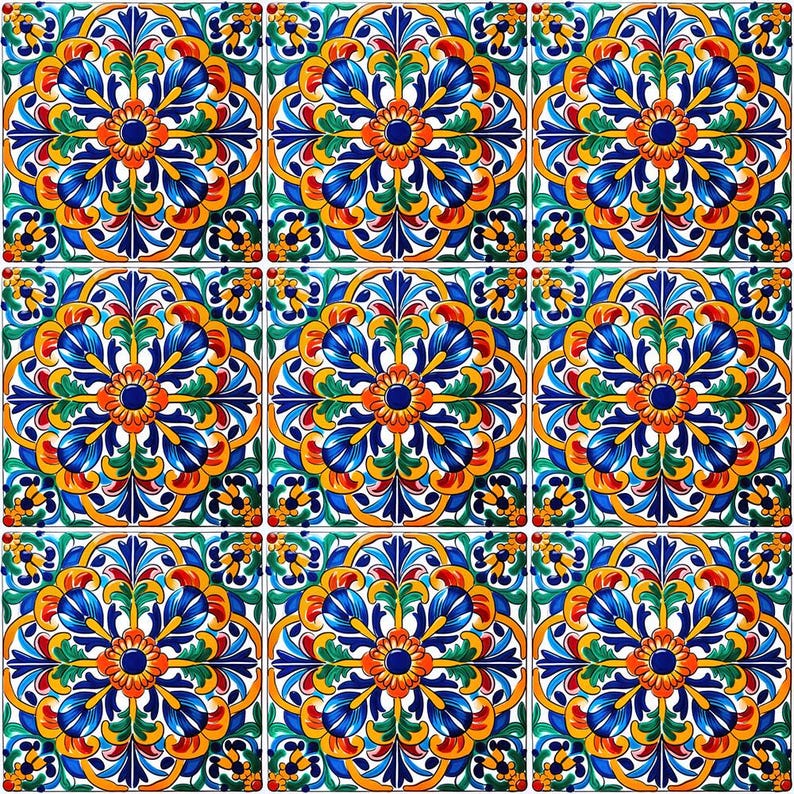Mexican Style Tile Clipart Set: Colorful 8x8" Designs for DIY Crafts ...