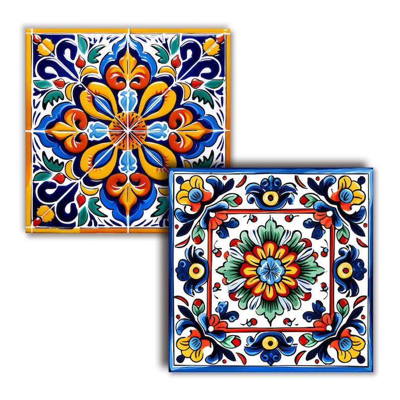 Bundle Mexican Style Tiles Colorful Clipart. Decoration DIY Crafts ...
