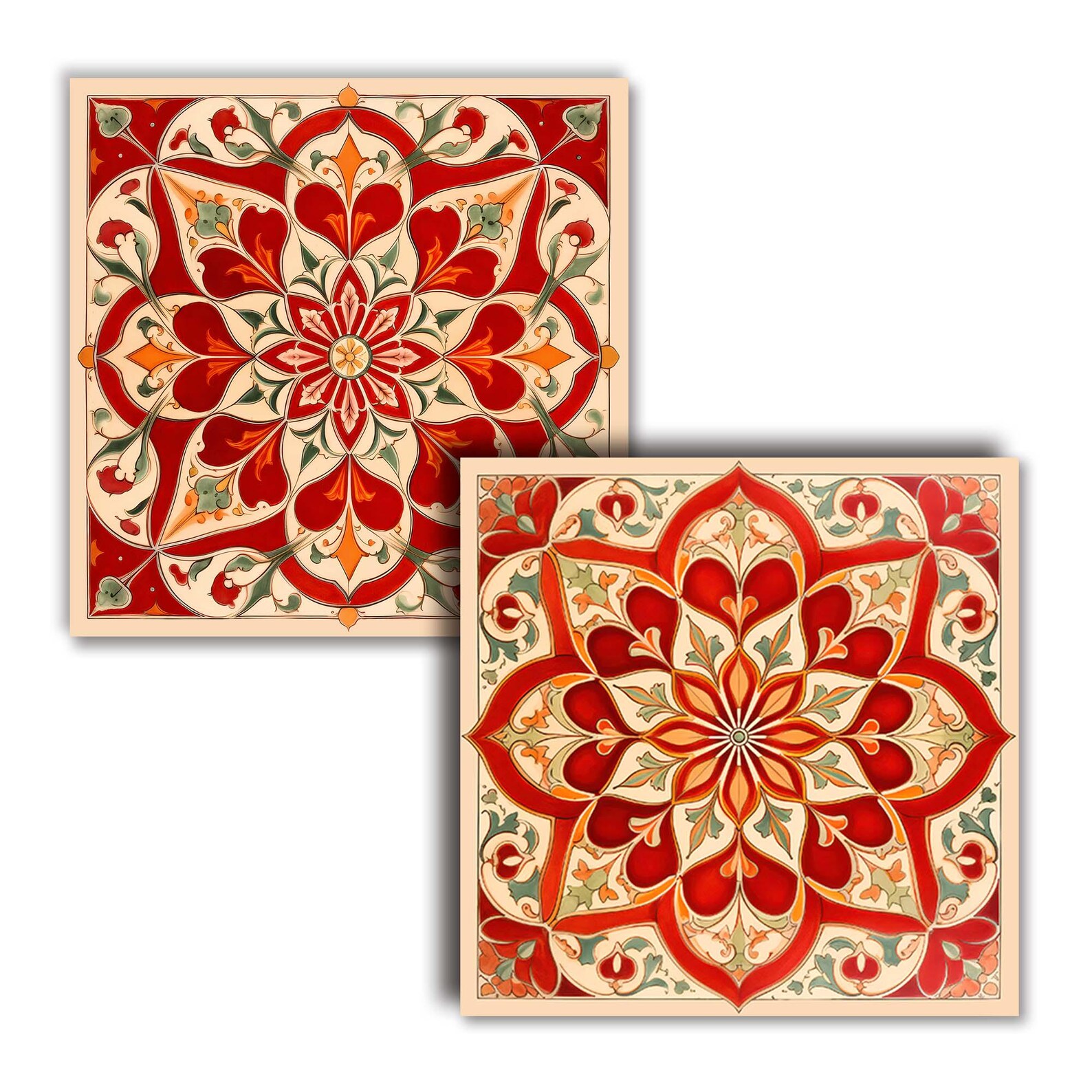 Tiles Christmas Colors, Star Design, Red Green Cream, Classic Style ...