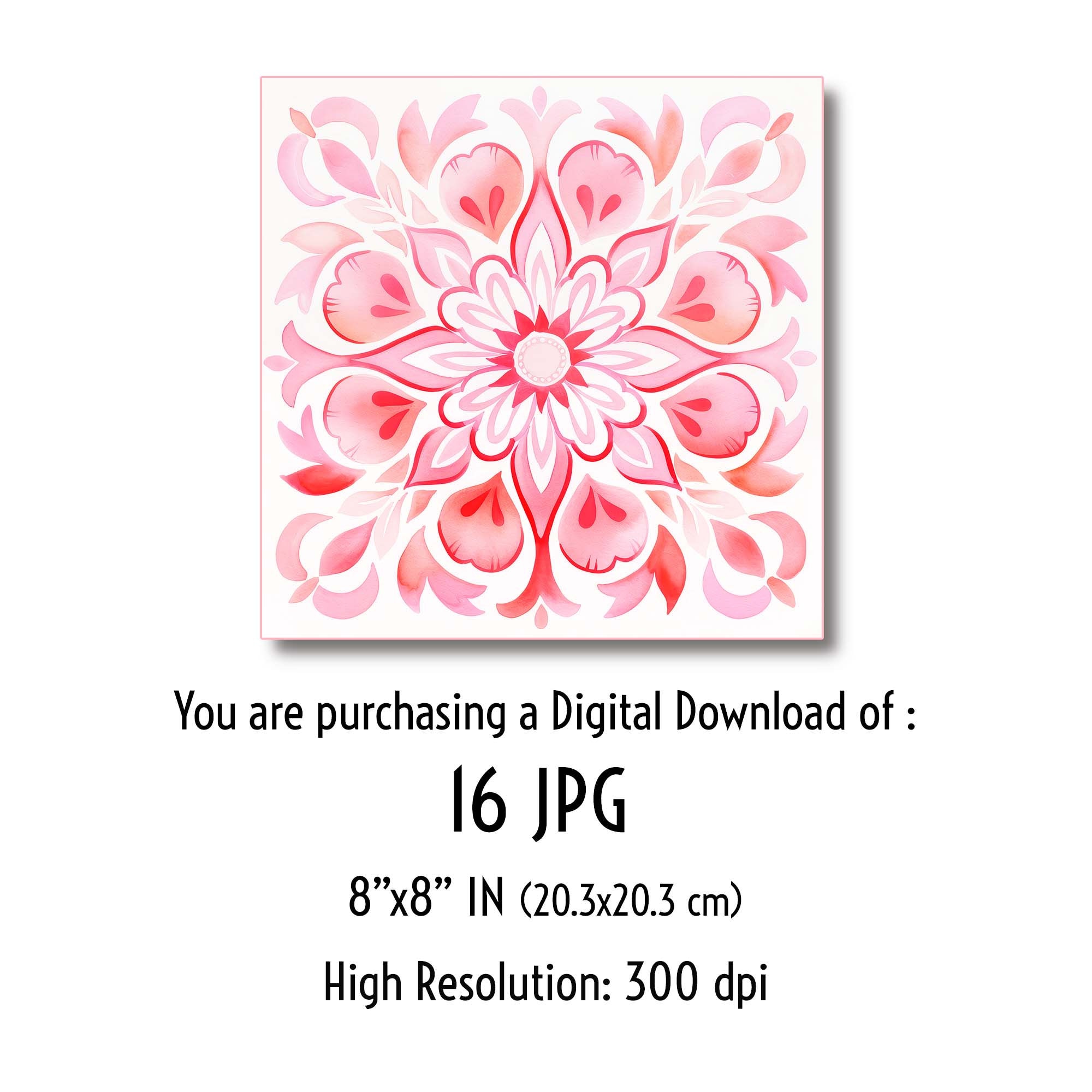 Pink Watercolor Tiles White Background Square Mosaic Decor Wall Craft ...