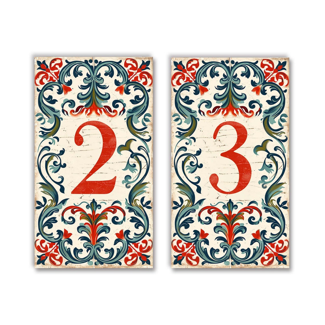 Vintage Number Tiles Clipart: Set of 10 Spanish-style Tiles, Decoration ...