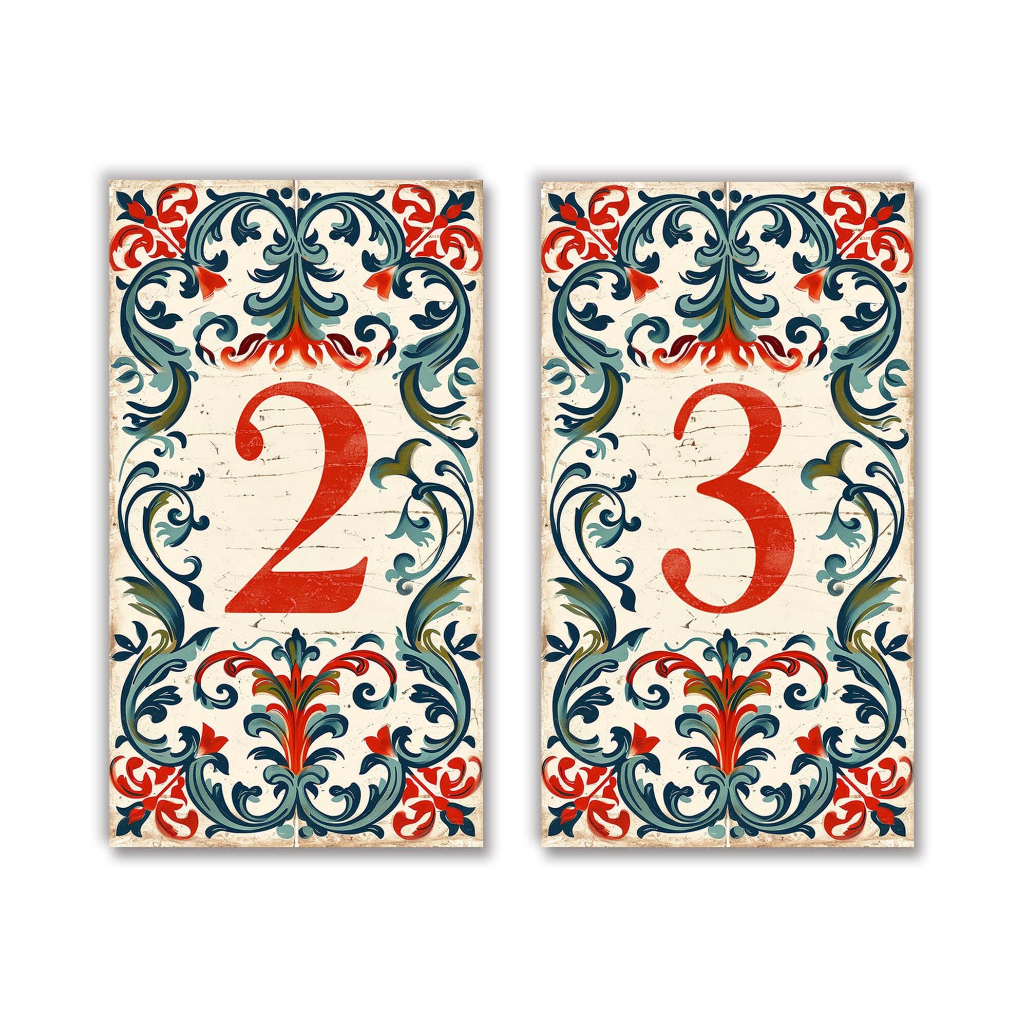 Vintage Number Tiles Clipart: Set of 10 Spanish-style Tiles, Decoration ...