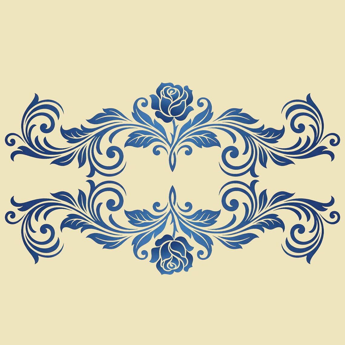Blue Rose Border Set | 9 PNG Transparent Background | Vintage Floral ...