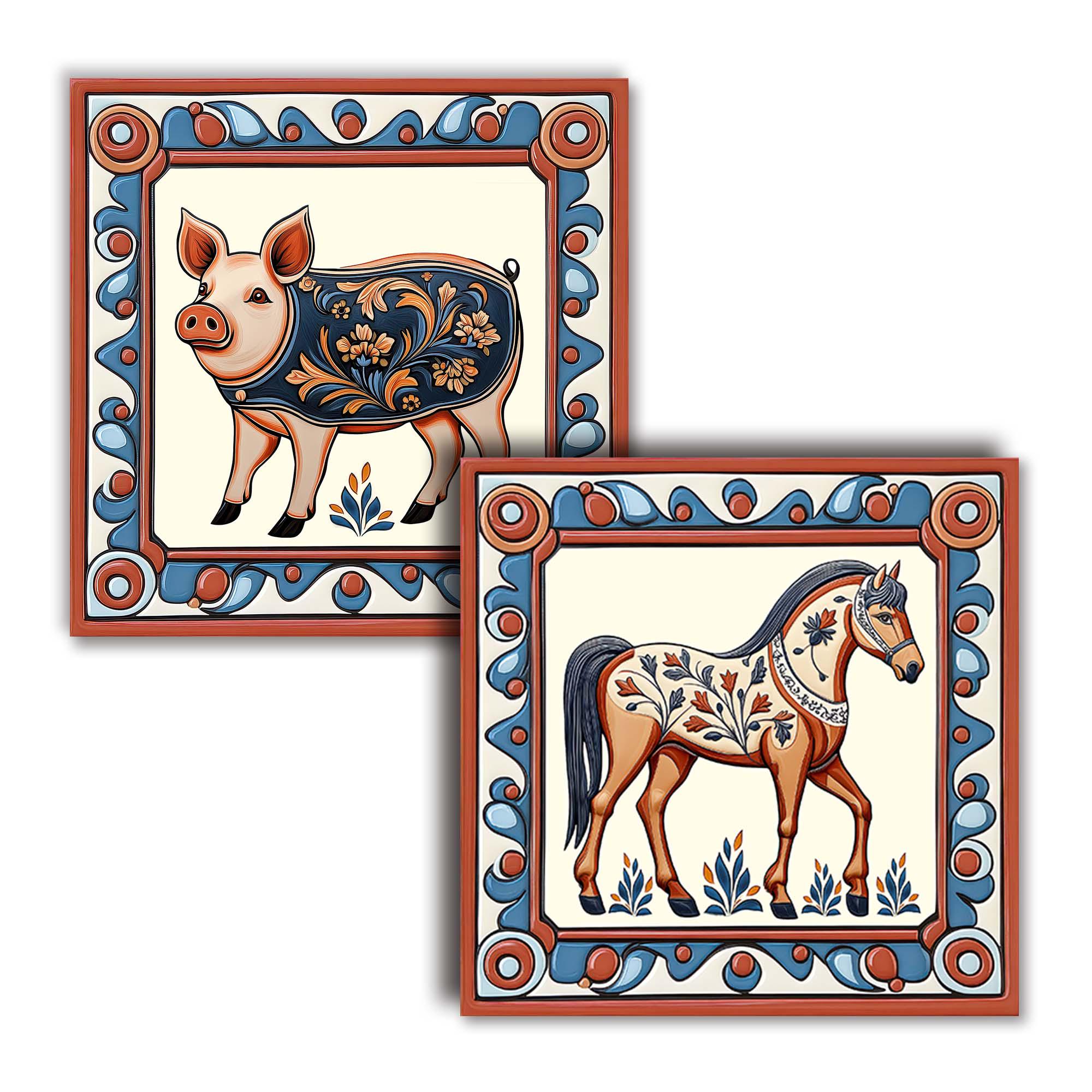Animal Tiles, Farmhouse Print Mosaic, for Backsplash, Kitchen, Wall ...
