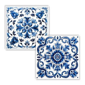 Vintage Blue Mediterranean Spanish Style Tile Digital Design Clipart ...