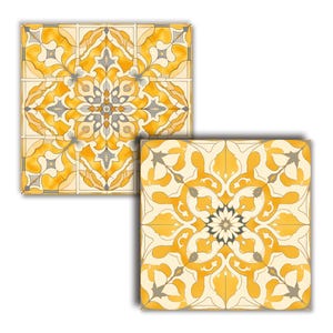 Mustard Yellow Gold, Light Gray Digital Tile, Mediterranean Mosaic ...