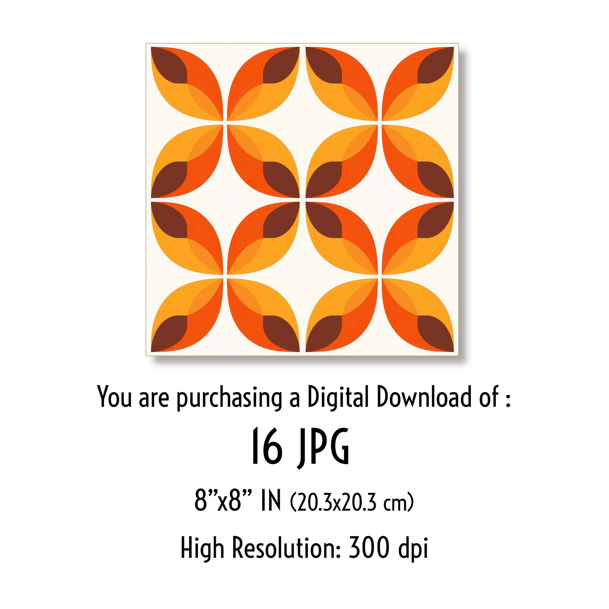 Tiles 70s Aesthetic, Geometric Pattern, Red Orange Blue Brown Mosaic ...