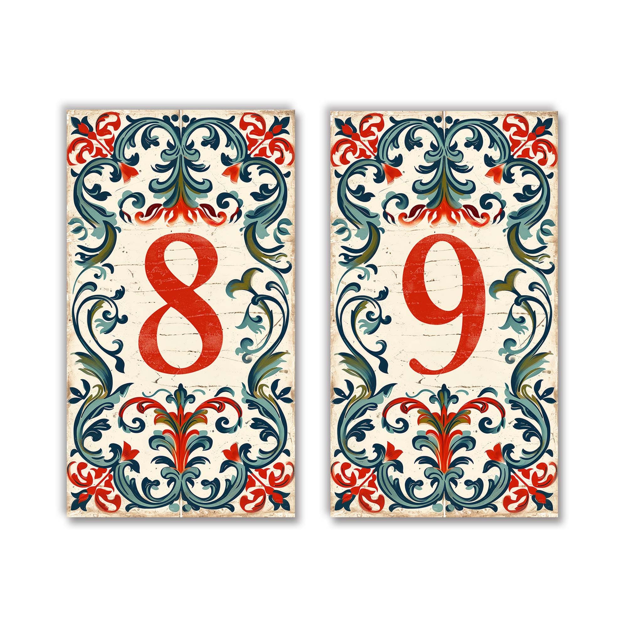 Vintage Number Tiles Clipart: Set of 10 Spanish-style Tiles, Decoration ...