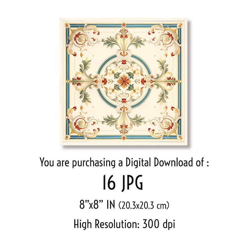 Old Antique Classic Tiles Printable Digital Download File 8x8" Mosaics ...