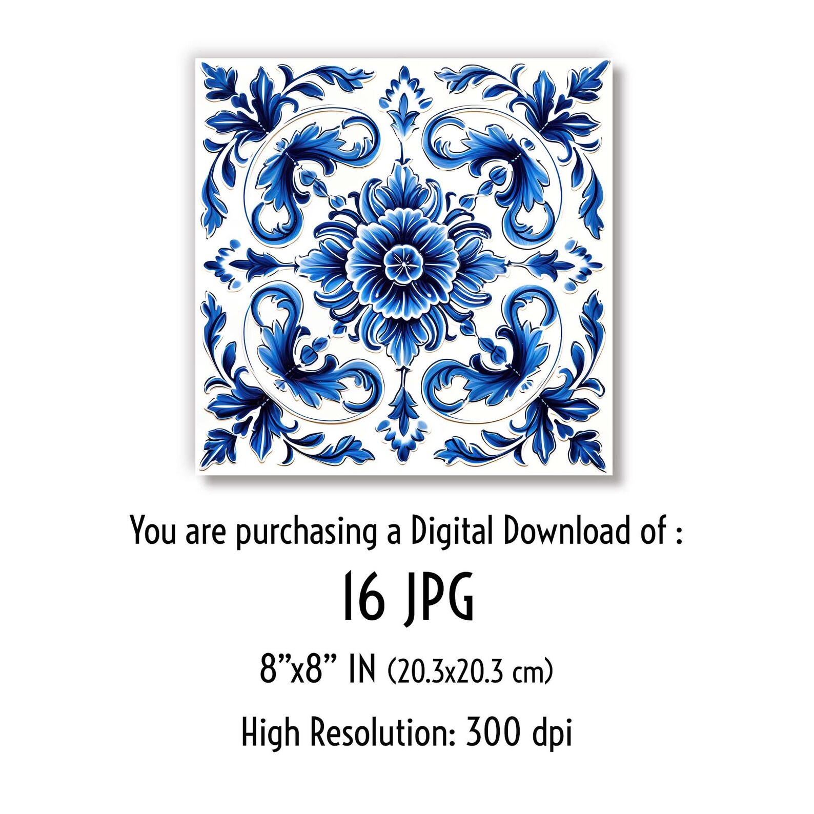 Blue Mediterranean Spanish Tile Designs, Printable Wall Art, Digital ...