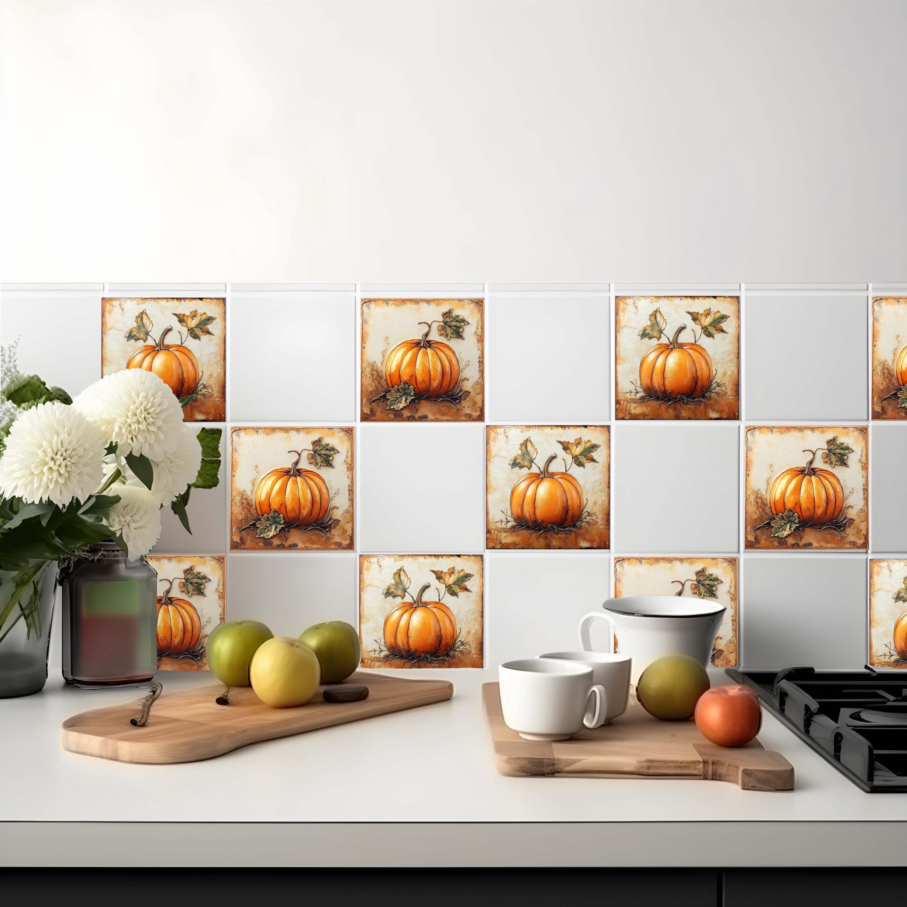 Rustic Tile Clipart: Set of 9 Pumpkin Tiles, Fall Decoration, Halloween ...