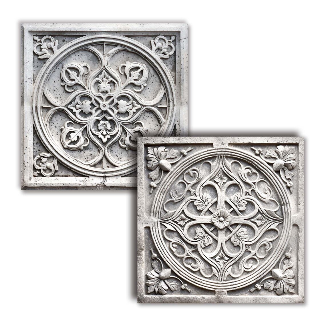 Gothic Tile Digital Set, Medieval Carvings, Stone Textures, Elegant ...