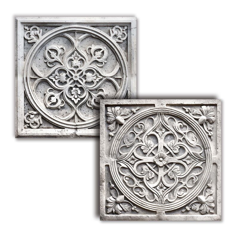 Gothic Tile Digital Set, Medieval Carvings, Stone Textures, Elegant ...
