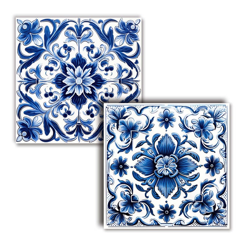 Blue Mediterranean Spanish Tile Designs, Printable Wall Art, Digital ...