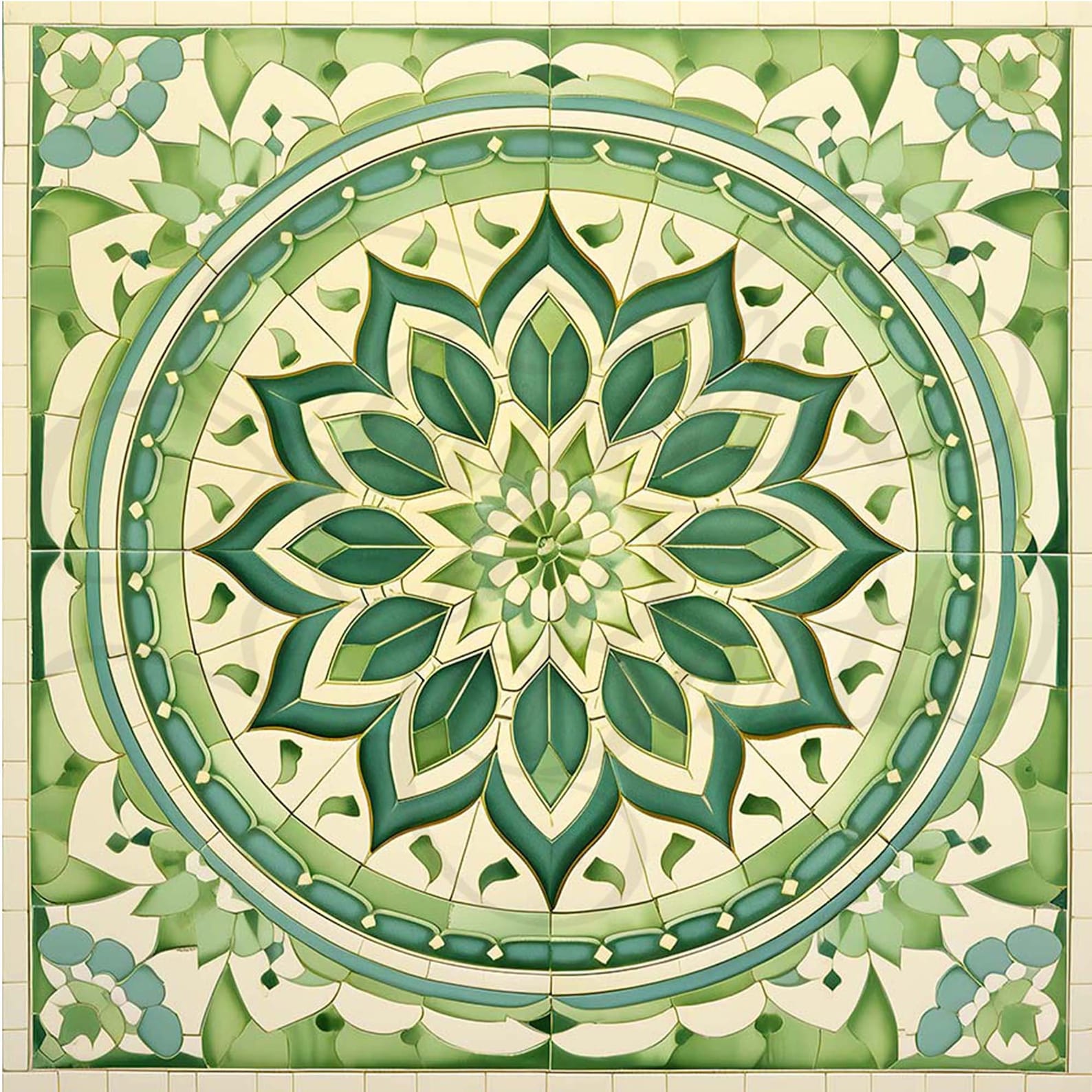 9 Vintage Green Tiles Clipart. SVG, JPG. Spanish-style Tiles ...