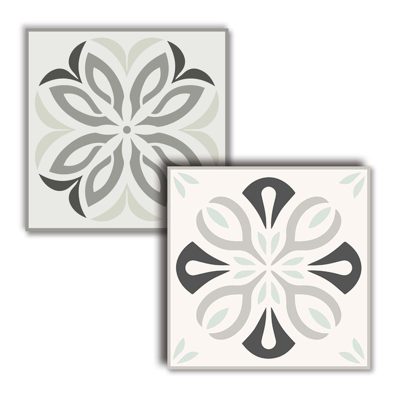 Pastel Colored Vector Drawing Tiles Pattern Floral Geometric Mosaic 8x8 ...