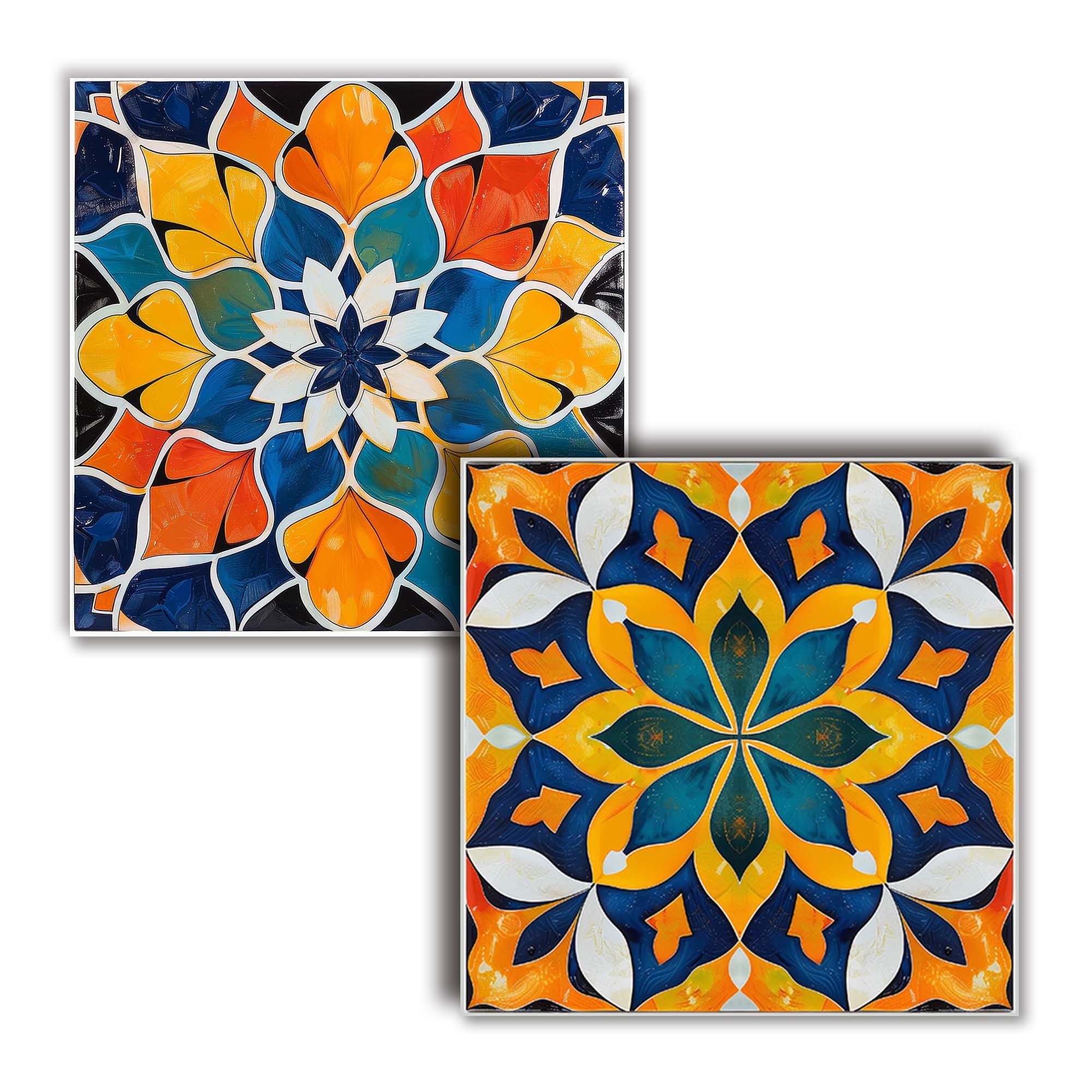 Colorful Symmetrical Geometric Tiles Kitchen Interior Decor Home Office ...