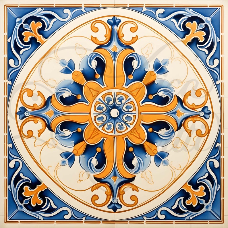 Vintage Geometric Tile Clipart: Set of 9 Spanish-style Tiles - Etsy