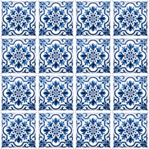 Vintage Blue Mediterranean Spanish Style Tile Digital Design Clipart ...