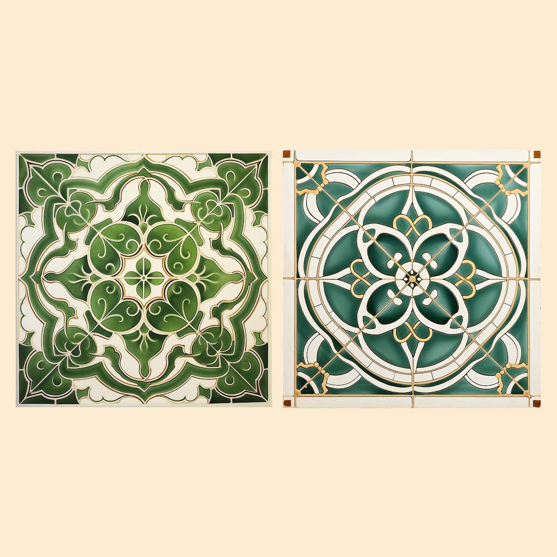 9 Vintage Green Tiles Clipart. SVG, JPG. Spanish-style Tiles ...