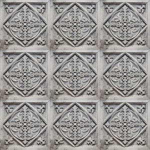 Ancient Medieval Gothic-style Carved Stone Tile With Symmetrical Floral ...