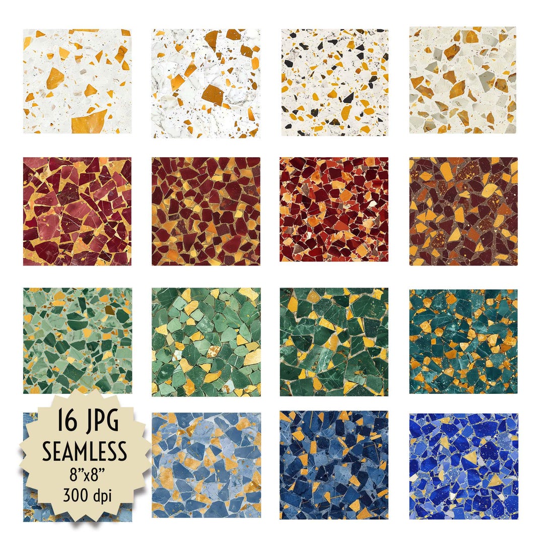 Golden Yellow Chips Terrazzo Granite Seamless Tiles. Realistic Texture ...