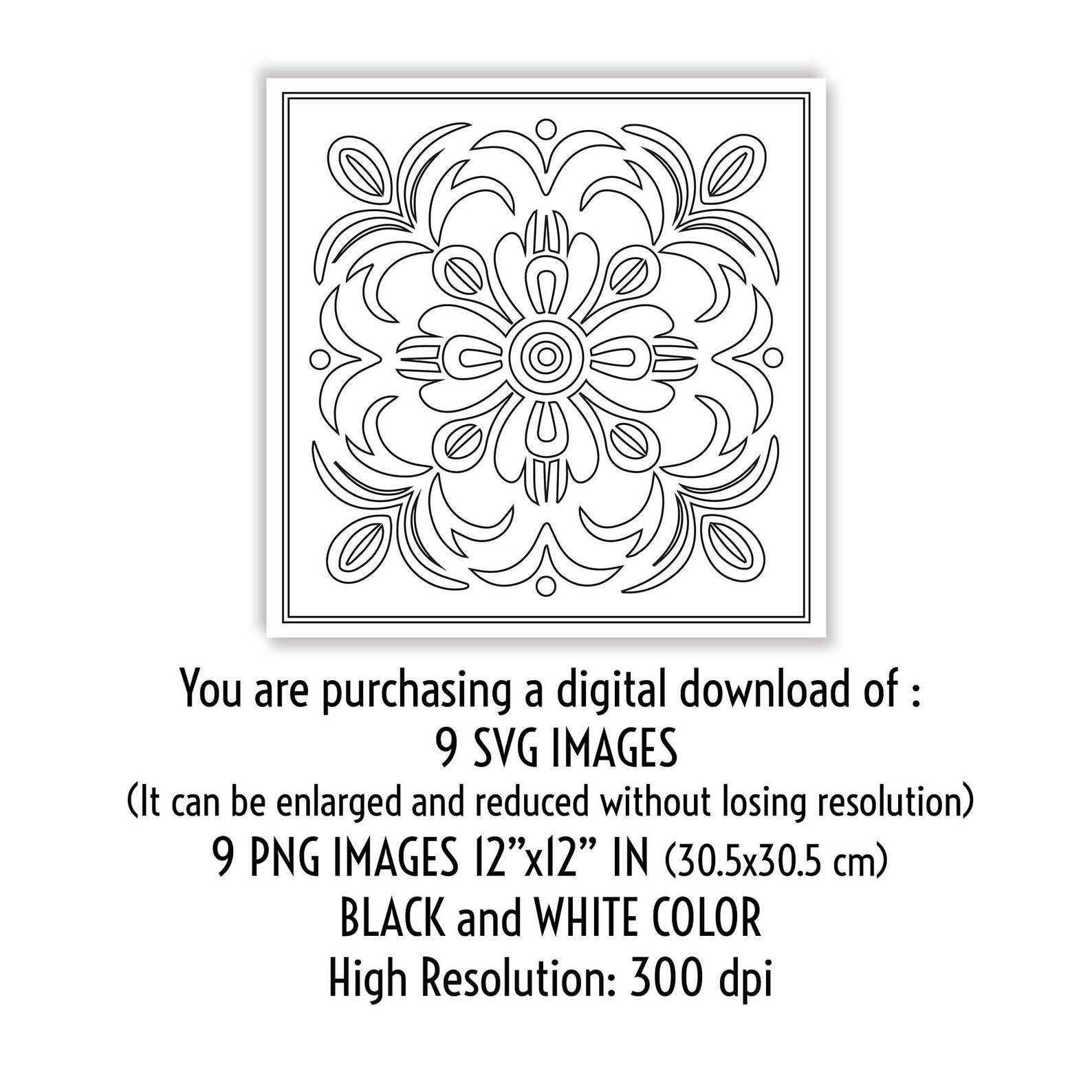 Coloring Customizing Tile Drawing Vector Black Mosaic Spanish Style ...