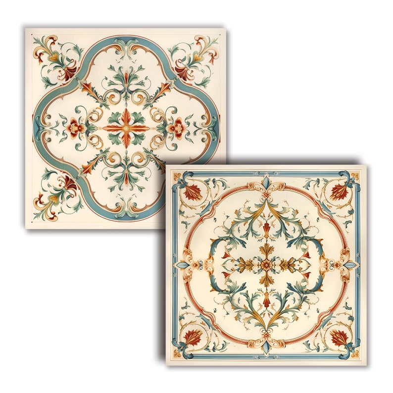 Old Antique Classic Tiles Printable Digital Download File 8x8" Mosaics ...