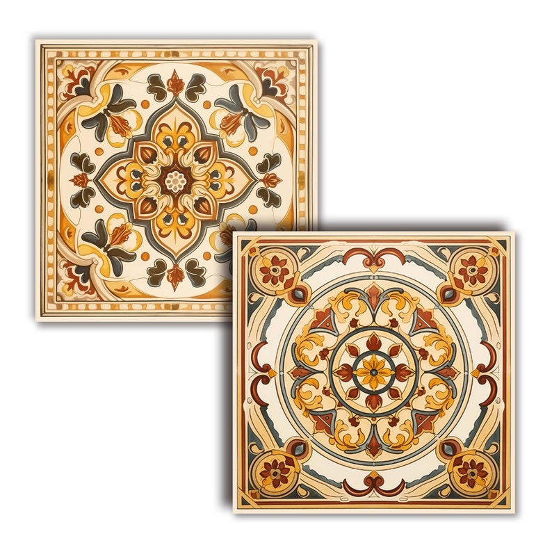 Brown Beige Vintage Spanish-style Tiles Clipart Decoration Wallpaper ...