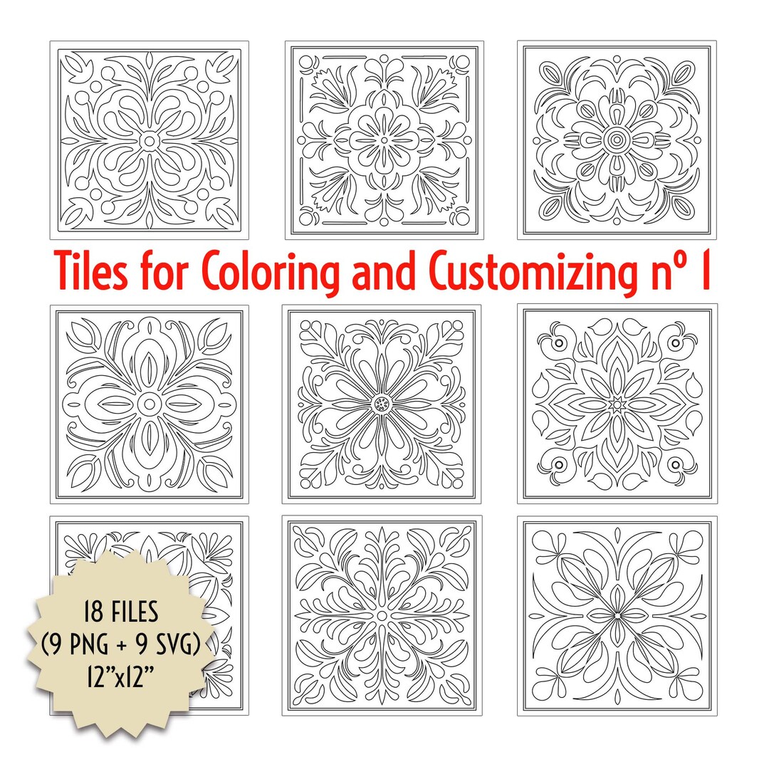 Coloring Customizing Tile Drawing Vector Black Mosaic Spanish Style ... Coloring Customizing Tile Drawing Vector Black Mosaic Spanish Style ...