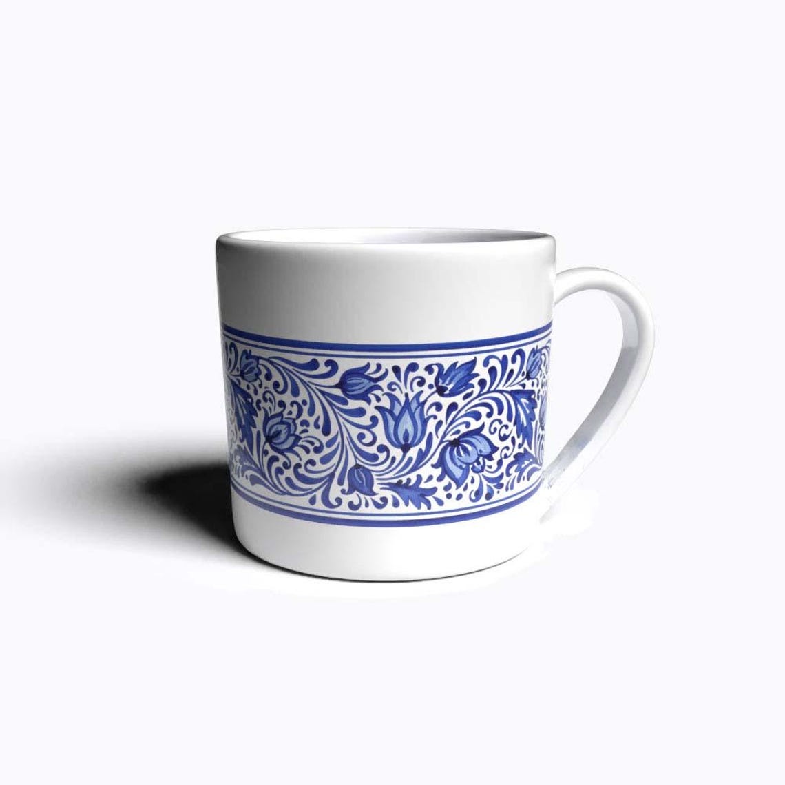 8 Seamless Cobalt Blue Floral Borders JPG Set, Horizontal Symmetrical ...