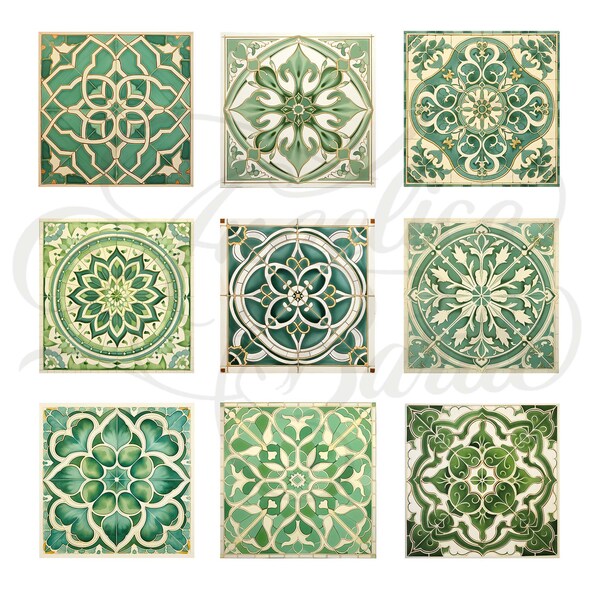 Green Spanish Tiles - Etsy