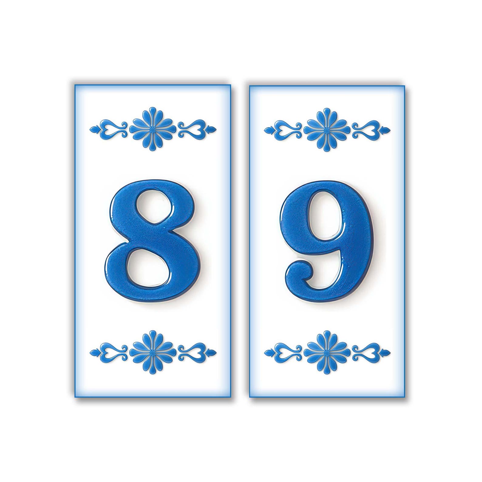 Number Tiles, Blue Ceramic, Realistic Clipart 0-9, Bright Glossy Digits ...