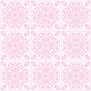 Pink Tile, White Background, SVG, Square, Geometric, Floral Pattern ...