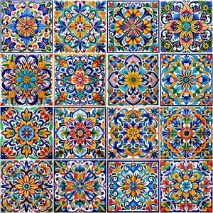 Mexican Style Tile Clipart Set: Colorful 8x8" Designs for DIY Crafts ...