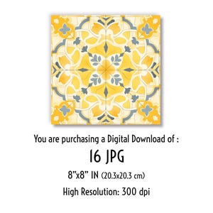 Mustard Yellow Gold, Light Gray Digital Tile, Mediterranean Mosaic ...