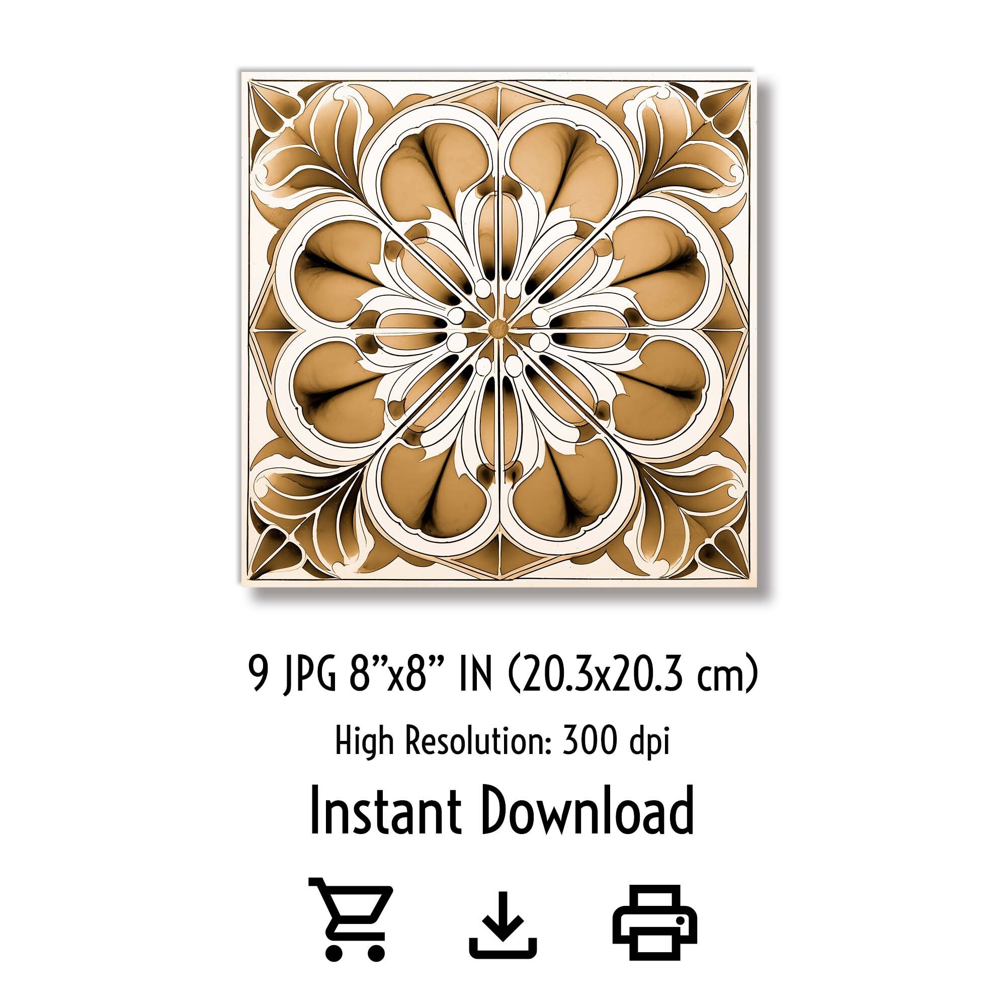 Vintage Brown Tiles Clipart: Set of 9 Spanish-style Tiles, Decoration ...