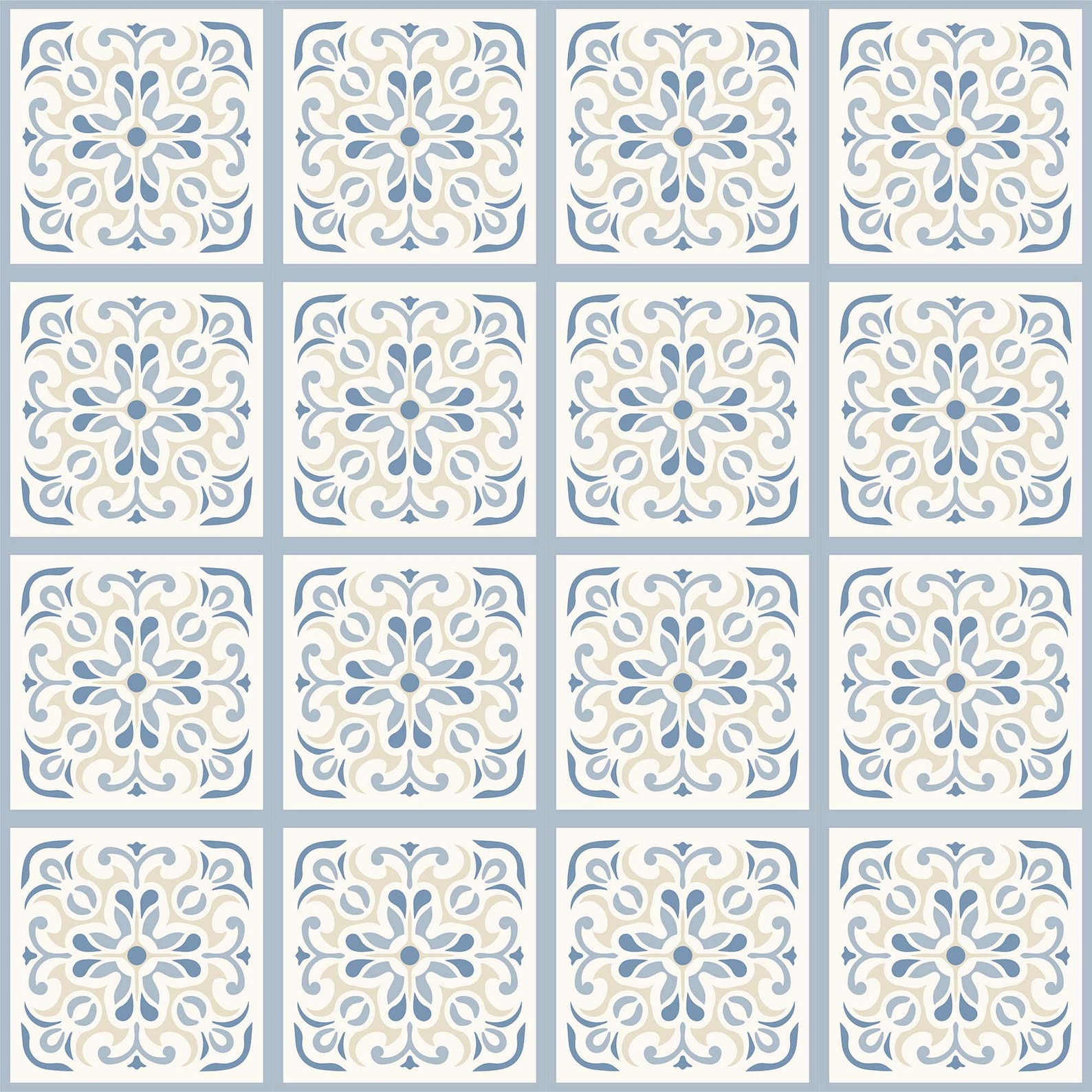 Pastel Colored Vector Drawing Tiles Pattern Floral Geometric Mosaic ...