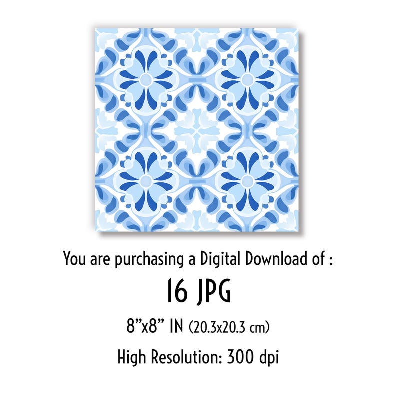 Sky Blue Tile Pattern, Seamless Geometric. Mosaic Clipart. DIY Kitchen ...