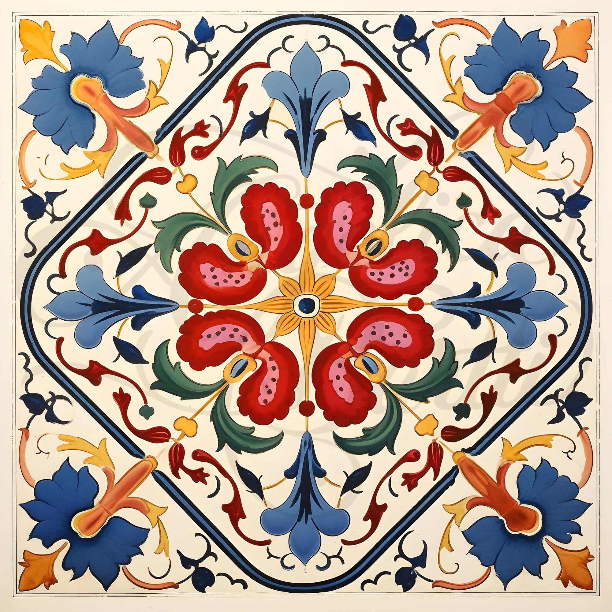 Vintage Geometric Tile Clipart: Set of 9 Spanish-style Tiles - Etsy