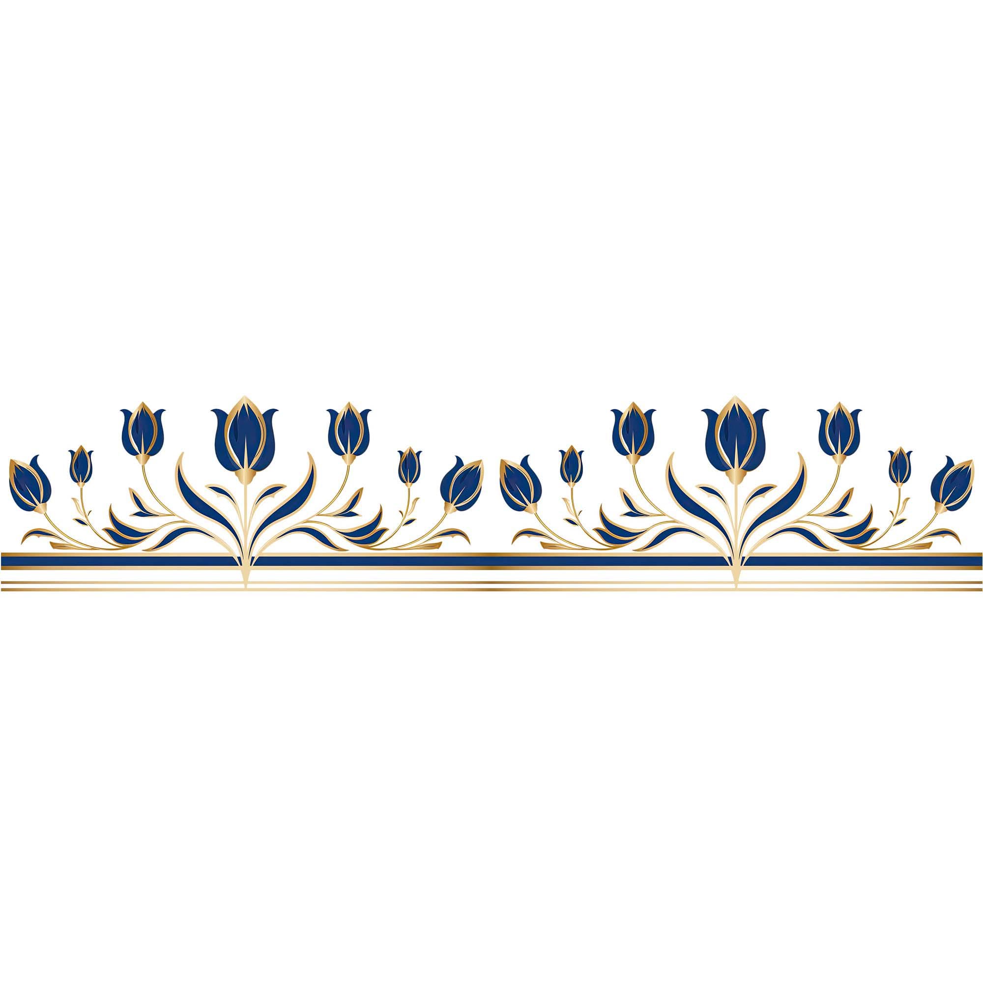 Tulip Borders, Blue and Gold, Floral Ornaments, PNG Transparent ...