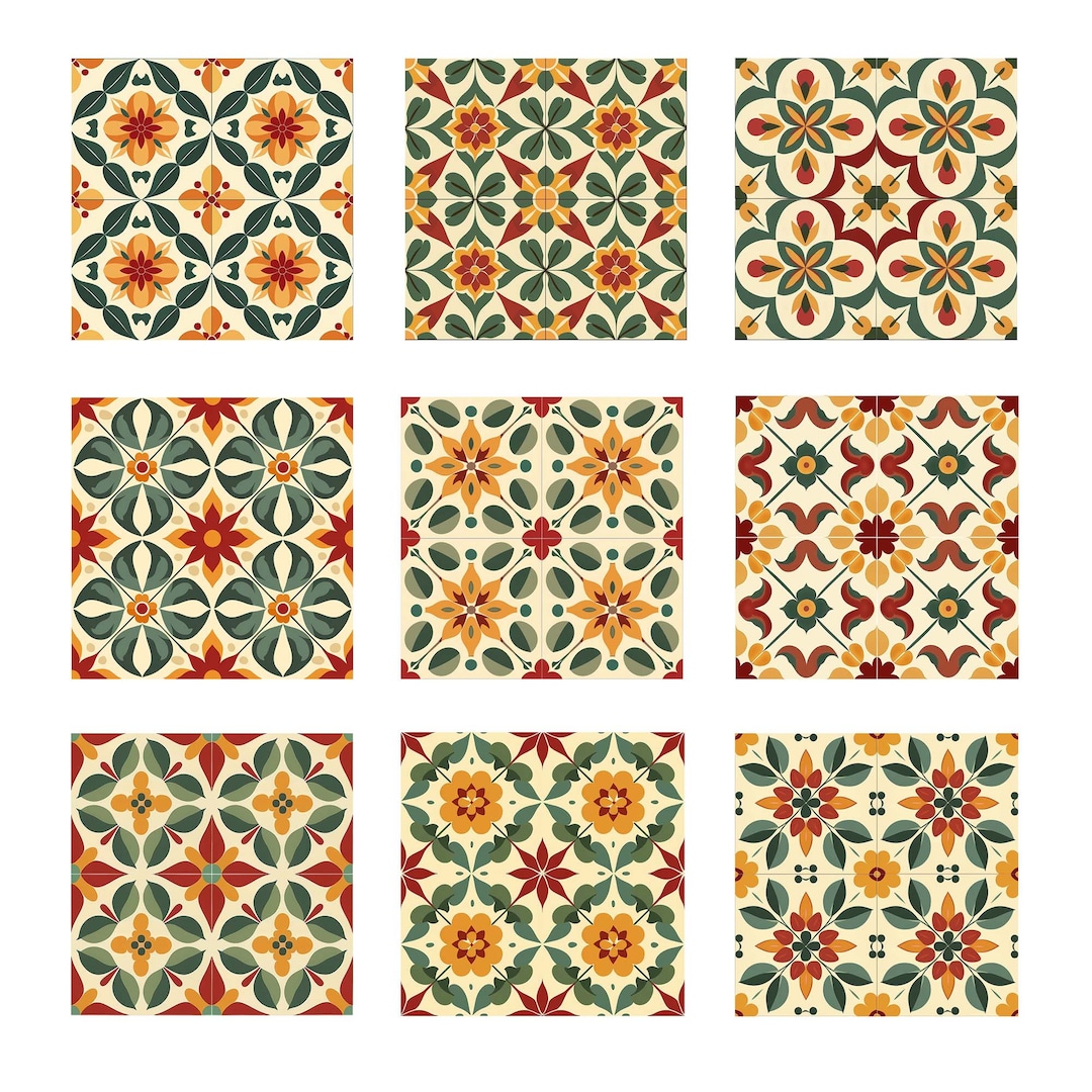 Symmetrical Geometric Vector Tile Seamless Pattern Drawing Clipart ...